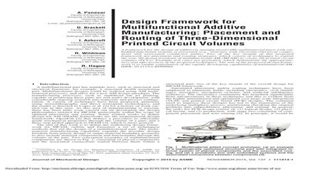 Pdf Design Framework For Multifunctional Additive Manufacturing