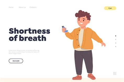 온라인 의료 서비스를위한 호흡 곤란 랜딩 페이지 소년은 호흡 곤란으로 고통받습니다 아이에 대한 스톡 벡터 아트 및 기타 이미지 아이 천식 건강관리와 의술 Istock