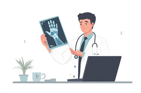 Doctor Holding Xray Of A Hand Premium Ai Generated Vector