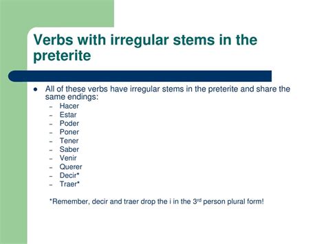 Irregular Verbs In The Preterite Ppt Descargar