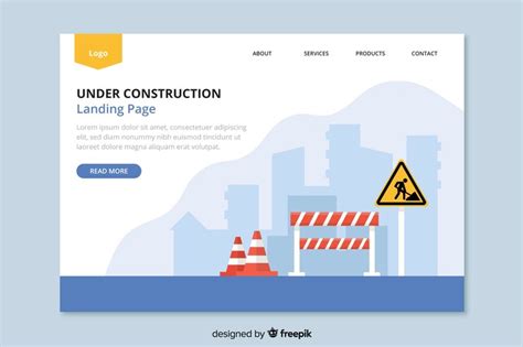 건설 웹 방문 페이지에서 무료 벡터