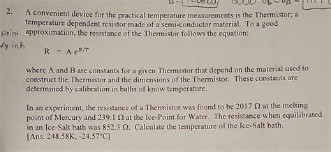 Solved A Convenient Device For The Practical Temperature