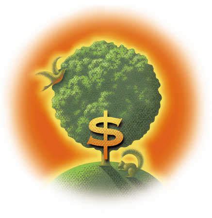 Stock Illustration Dollar Sign In Tree
