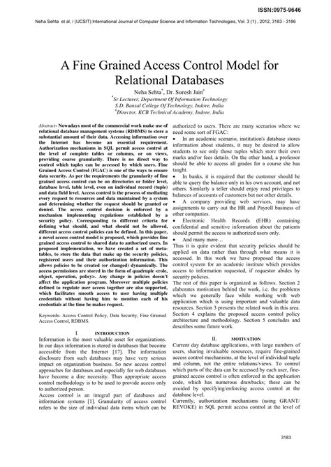 Pdf A Fine Grained Access Control Model For Relational Databases