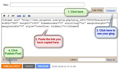 Azhar S Reflections How To Embed A Glog In Your Blog