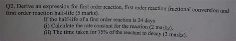 solved derive an expression for first order reaction first