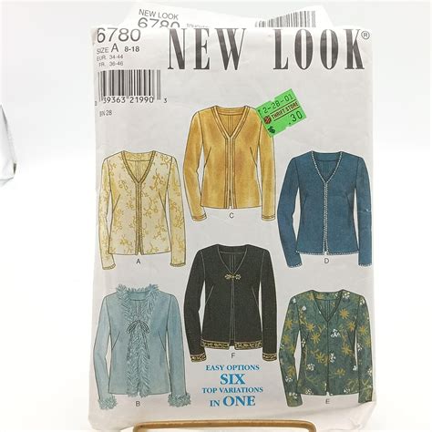 Uncut New Look Sewing Pattern 6780 Misses Tops Size A 8 18 Etsy