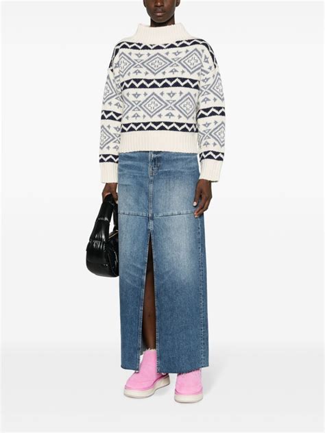 Polo Ralph Lauren Intarsia Knit Wool Blend Jumper Neutrals FARFETCH