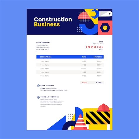 Free Vector Flat Design Construction Project Invoice