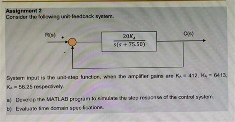Assignment 2 Consider The Following Unit Feedback