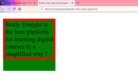 Css Border Inline Start Style Property Studytonight