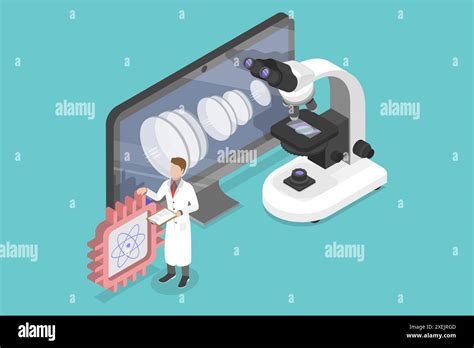 3d Isometric Flat Conceptual Illustration Of Optical Technology Science And Research 3d