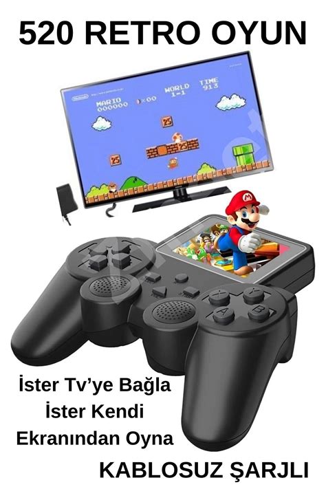 Zineets Renkli Ekranl Nostalji Oyunlu Gaming Kablosuz Gamepad Oyun