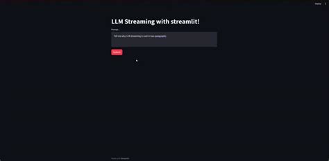Streamlit App With Llm Streaming Options Josh Longenecker Posted On