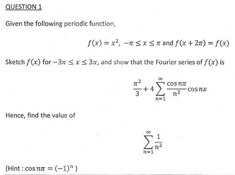 Solved Given the following periodic function f x x2 πxπ Chegg