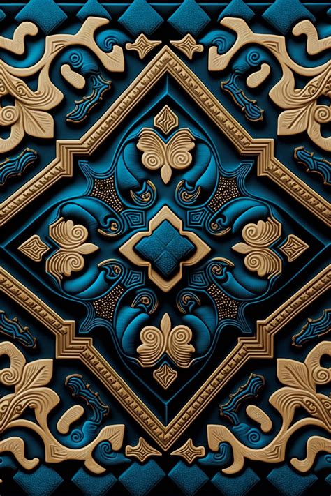 Blue Western Pattern Android Wallpaper Vintage Abstract Art Wallpaper Islamic Art Pattern
