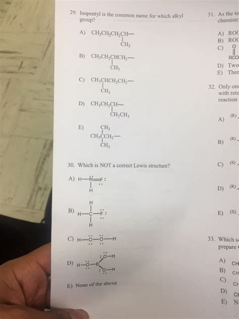Solved 29 Isopentyl Is The Common Name For Which Alkyl