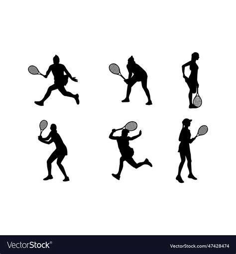 Female Tennis Player Silhouettes Royalty Free Vector Image