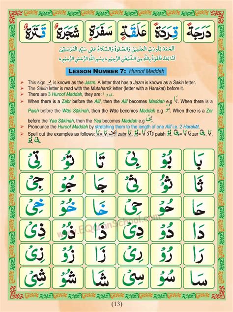 Madani Qaida Page 13 Lesson No 07 Alif Maddah Wao Maddah Yaa Maddah