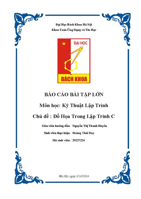 Báo Cao KTLT Báo Cáo KTLT đồ Họa Đại Học Bách Khoa Hà Nội Khoa Toán