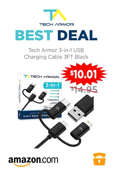 Tech Armor 3 In 1 Type Clightningmicro Usb Charging Cable Sync