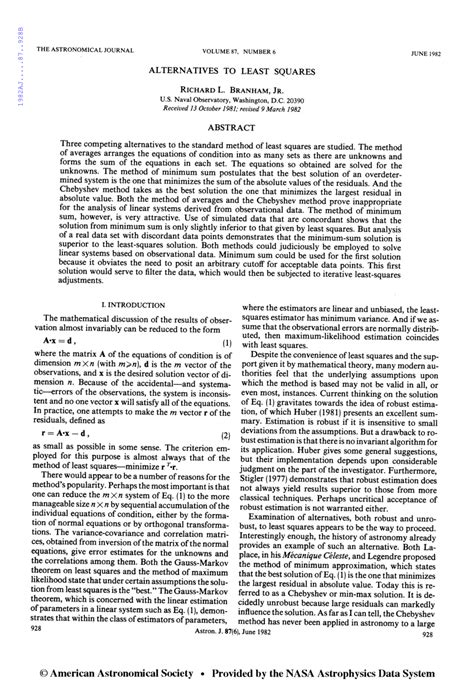 PDF Alternatives To Least Squares