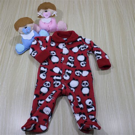 Macacão Tip Top Bebê Prematuro Em Microsoft Panda Vermelho Elo7