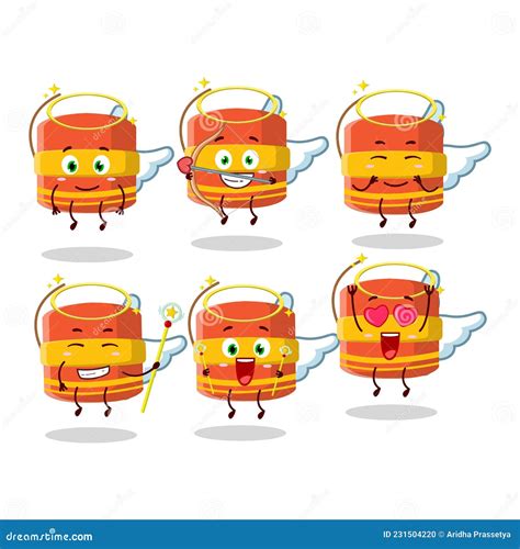 Cylindrical Firecracker Cartoon Character With Love Cute Emoticon