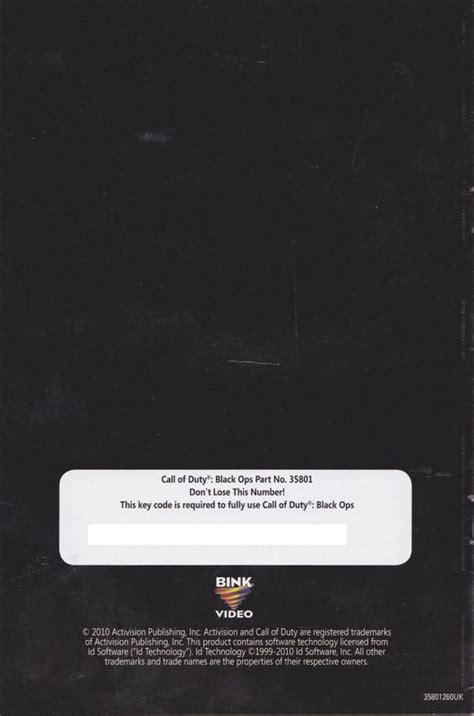 Call Of Duty Black Ops Cover Or Packaging Material Mobygames