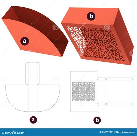 Sliding Box With Stenciled Pattern On Cover Die Cut Template Cartoon Vector