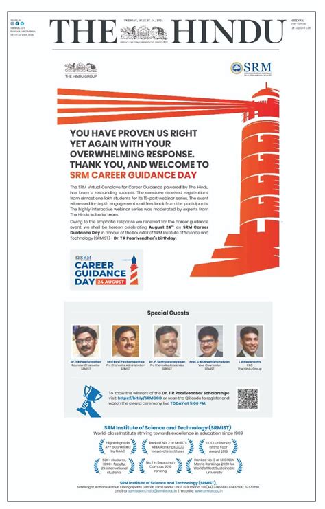 Srm Ist Chennai On Linkedin Career Guidance Srmist Thehindu Programme Event Eventonline…