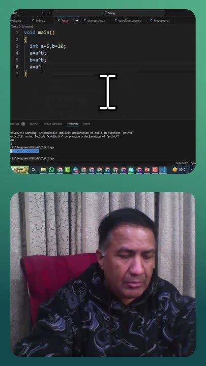 Swap By Using Bitwise Xor In C Language C Interview Ccode Placement Youtube