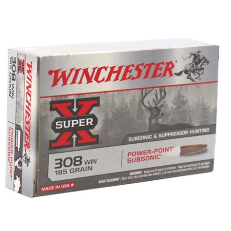 Winchester Super X 308 Winchester Ammo Subsonic 185 Grain Power Point