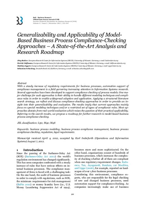 Pdf Generalizability And Applicability Of Model Based Business Process Compliance Checking