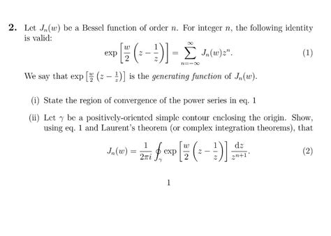 Let Jnw Be A Bessel Function Of Order N For