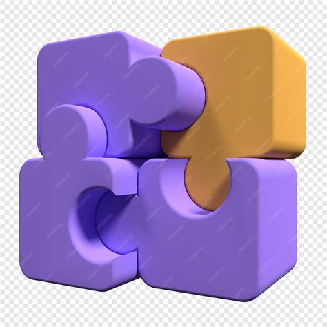 3d кусочки головоломки на прозрачном фоне объединенные четыре