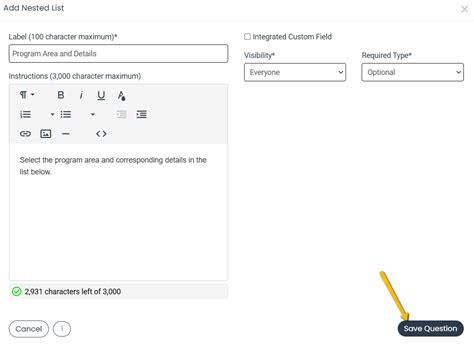 Question Types Nested List Foundant Technologies