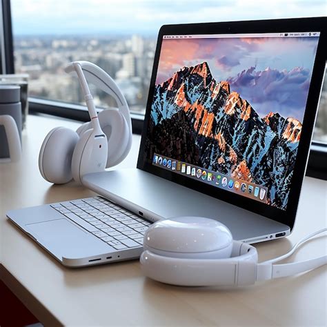 Premium Photo Apple Compact Keyboard Magic Mouse And Corded Headphones