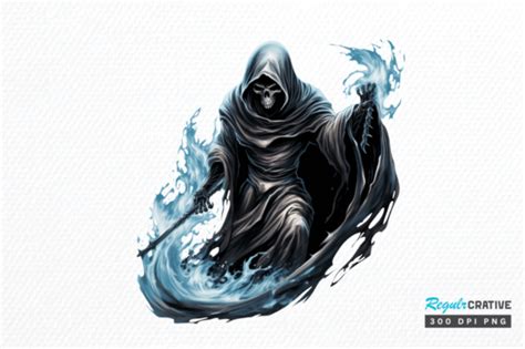 Watercolor Grim Reaper Clipart Design Graphic By Regulrcrative