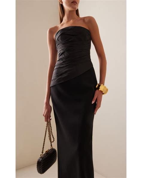 Carolina Herrera Strapless Ruched Gown In Black Lyst