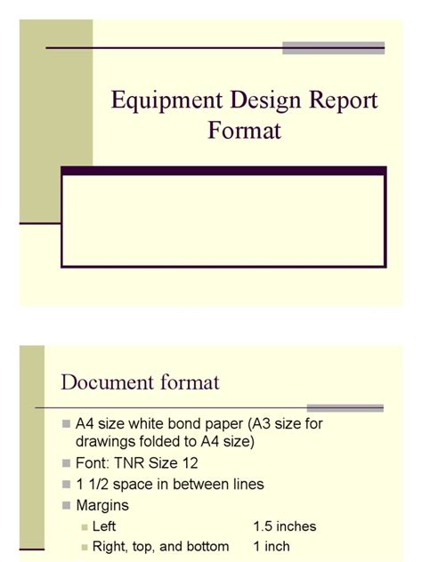 01 Equipment Design Report Format Pdf Specification Technical