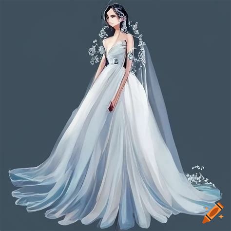 Lace Wedding Dress Drawing Sketch