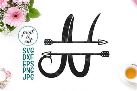 Split Monogram Font N Svg Letters With Arrows Cutting File