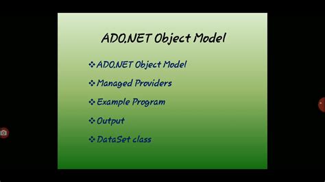 Ado Net Object Model Youtube