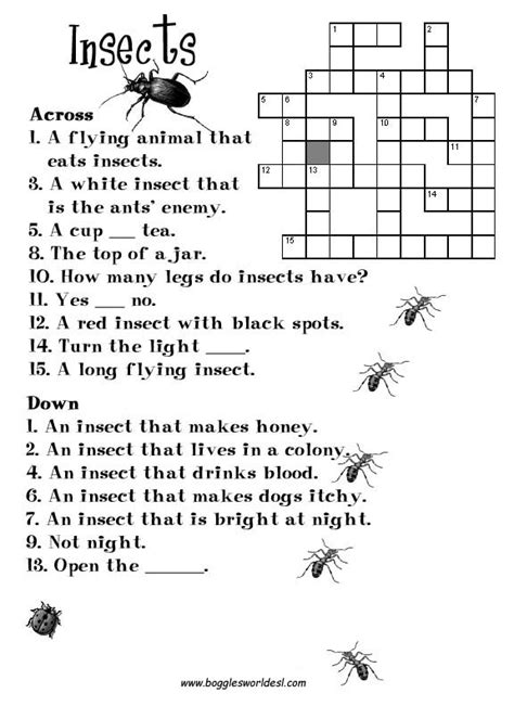 INGLES PARA NIÑOS FICHAS CRUCIGRAMAS EN INGLES
