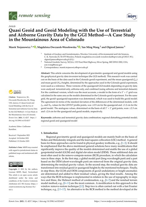 pdf quasi geoid and geoid modeling with the use of terrestrial and