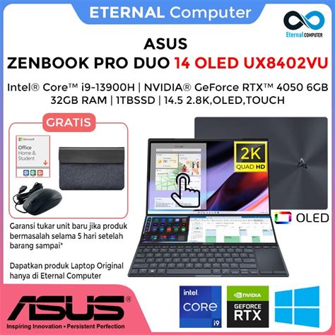 Jual Asus Zenbook Pro Duo 14 Oled Ux8402vu Rtx4050 6gb I9 13900h 32gb
