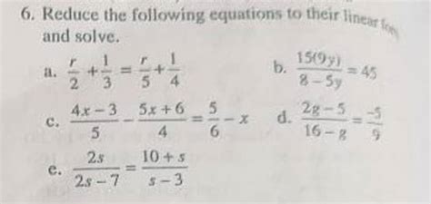 Reduce The Following Equations To Their Linear Low And Solve Filo