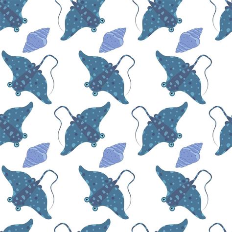 Sea Stingray Seamless Pattern Fashionable Sea Ray Pattern For Wrapping