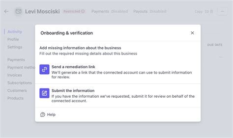 Remediation Link Process Walkthrough Stripe Documentation